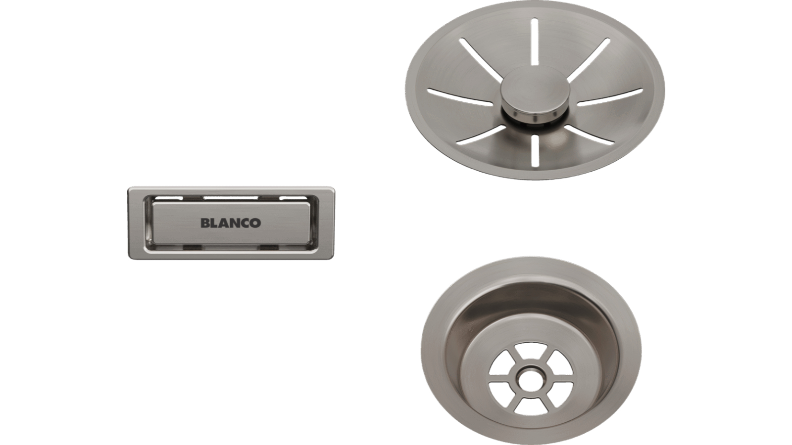 Blanco InFino Waste and Overflow Single Drain Set - Satin Platinum ...