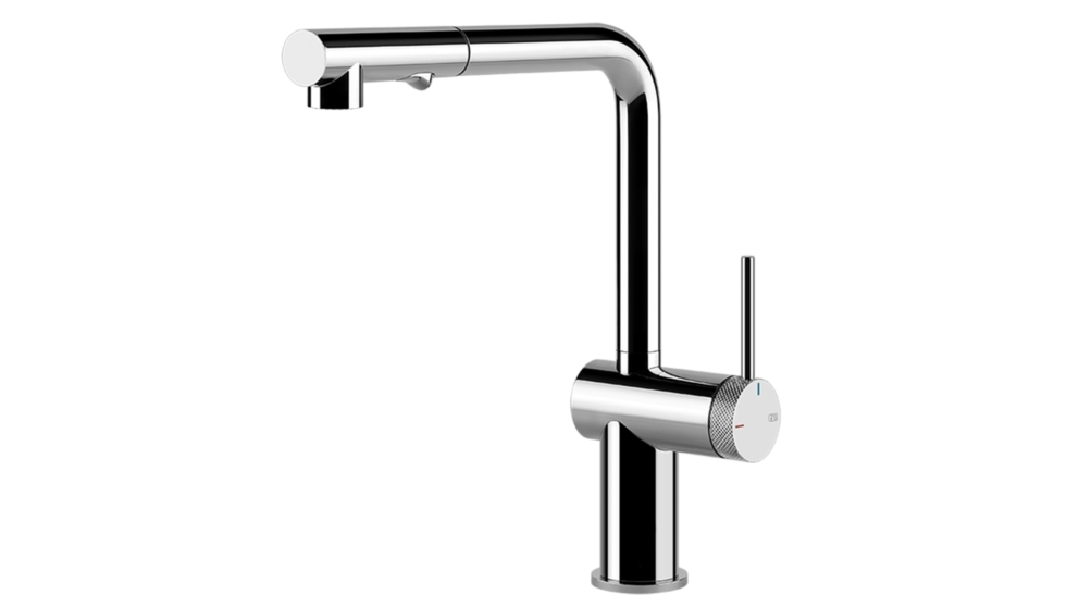 Gessi Inedito Pull Out Dual Function Kitchen Mixer with Modern Knurled ...