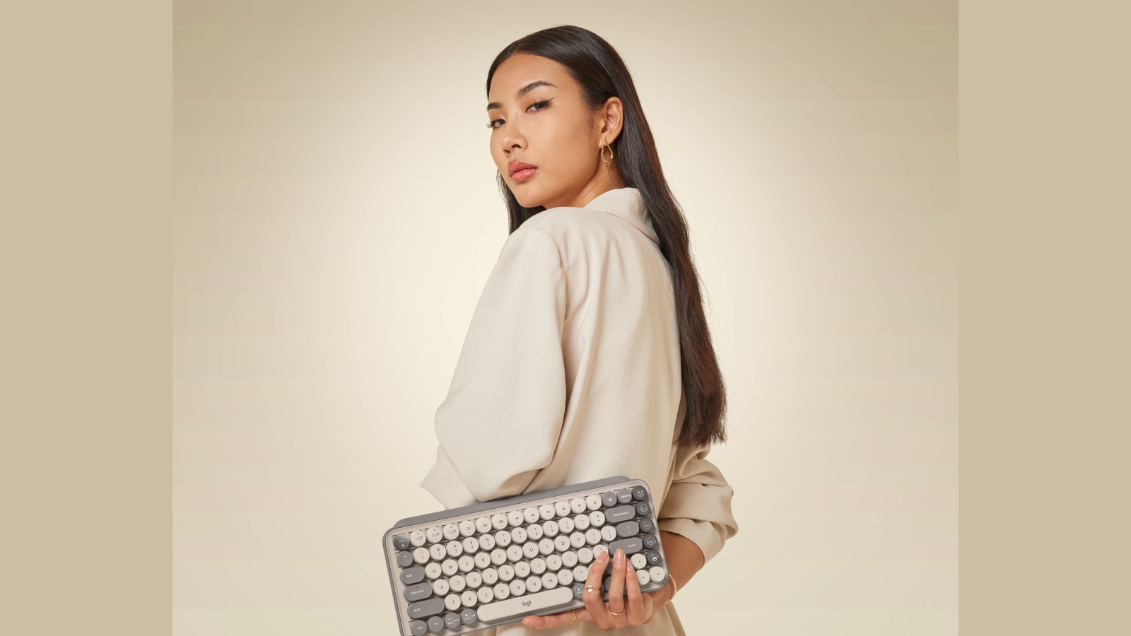 Logitech POP Keys Wireless Mechanical Emoji Keyboard - Sand | Joyce Mayne