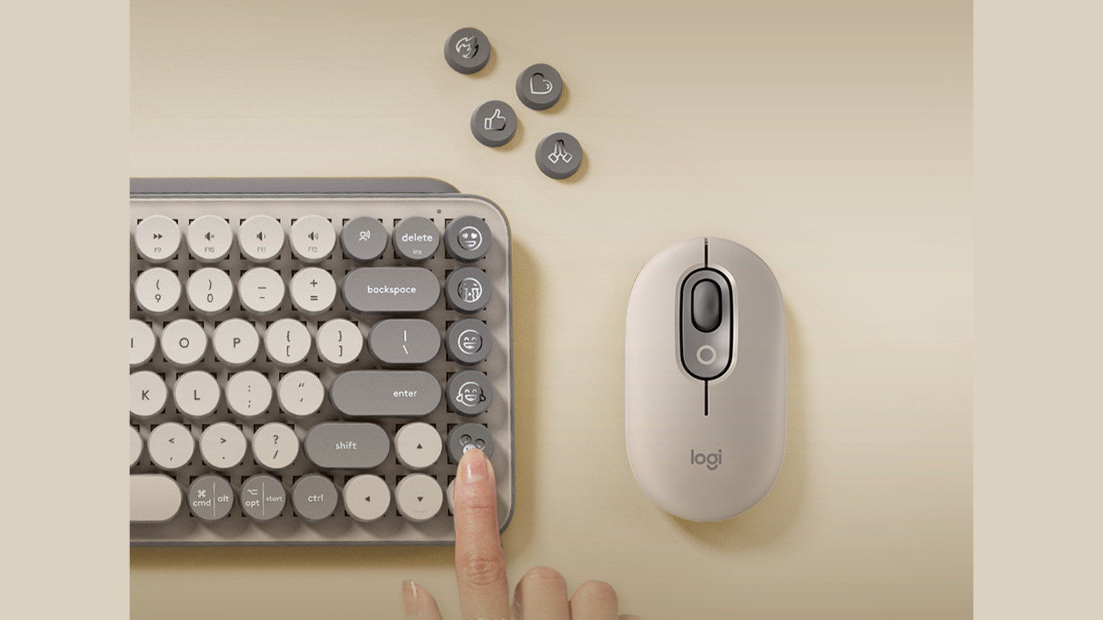 Logitech POP Keys Wireless Mechanical Emoji Keyboard - Sand | Joyce Mayne