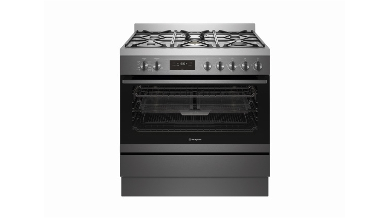 Westinghouse 90cm Dual Fuel Upright 5 Gas Burners - Dark Stainless ...