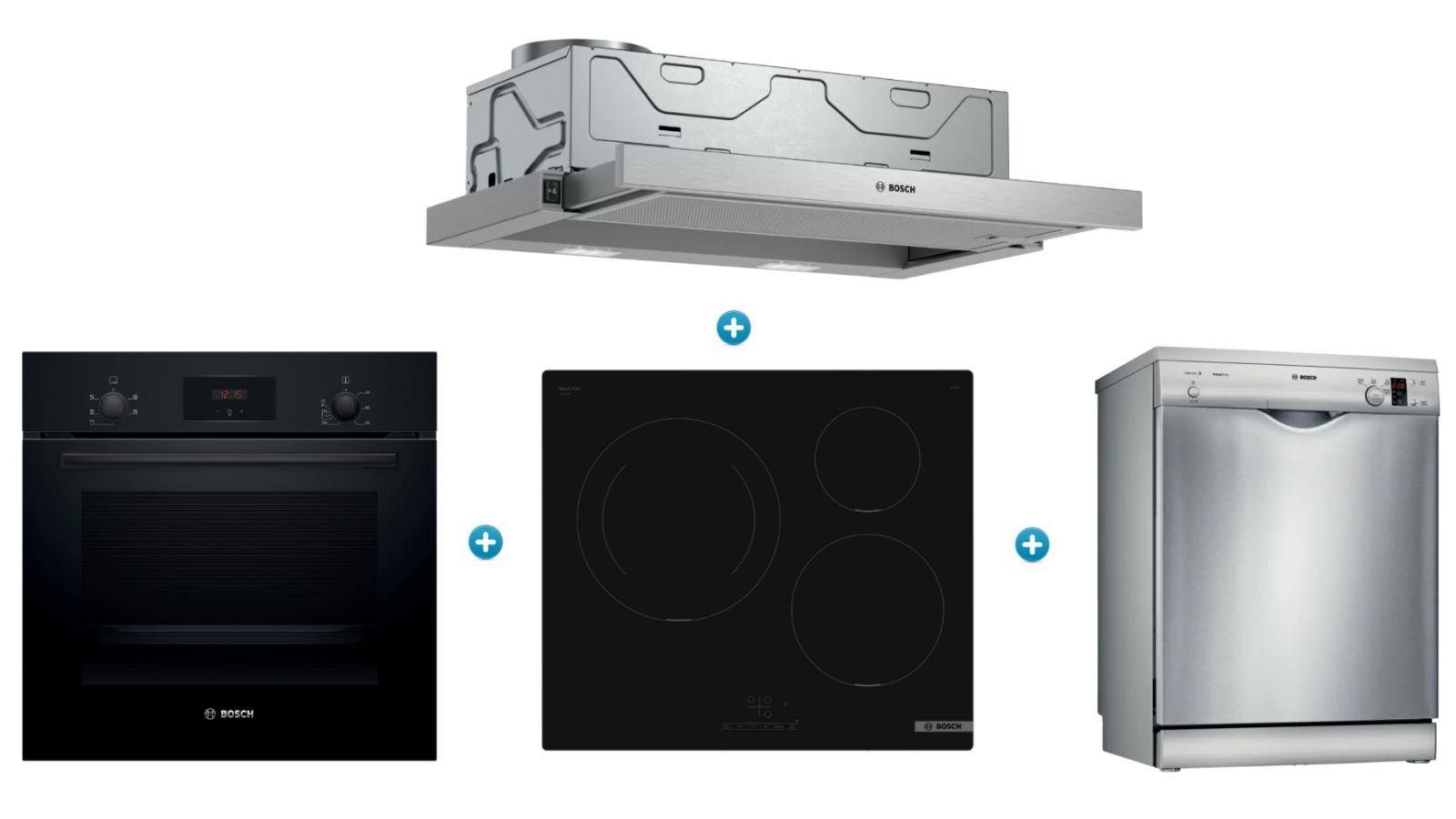 Bosch 60cm Built-in Oven with Induction Cooktop, Slide-Out Rangehood ...