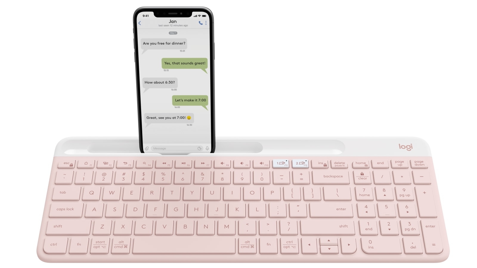 Logitech K580 Multi-Device Slim Wireless Keyboard - Rose | Joyce Mayne