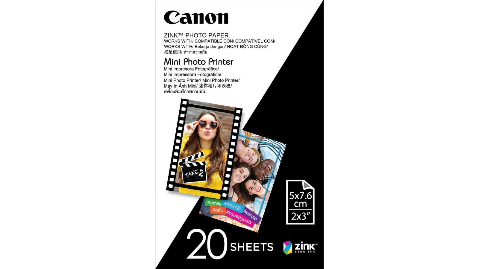 Canon Zink 20-Sheets 2x3-inch Sticky-Backed Photo Paper | Joyce Mayne