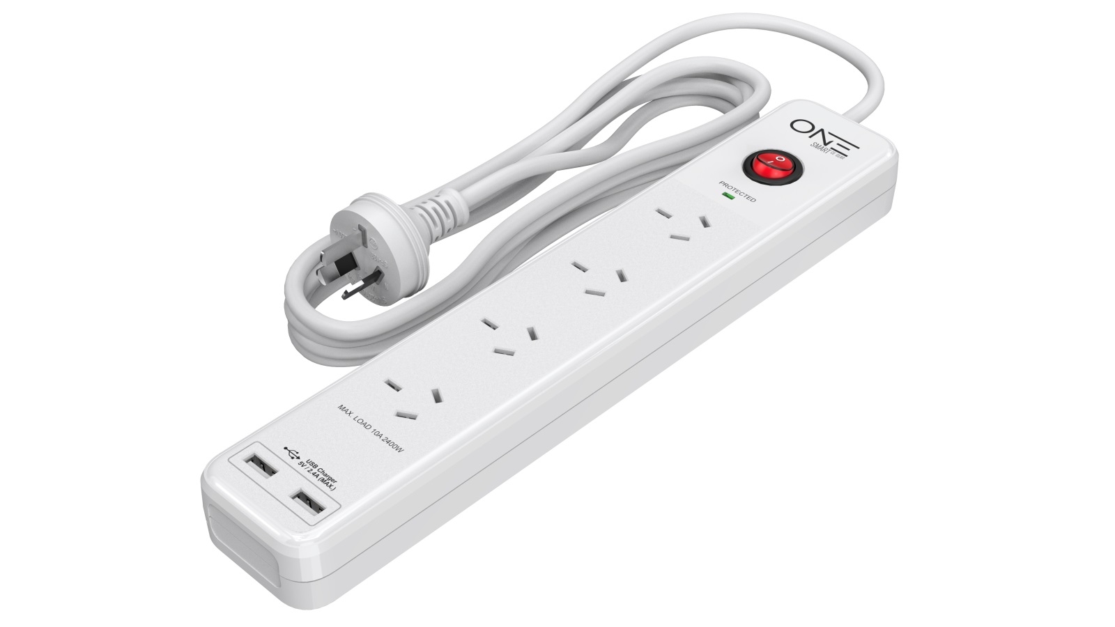 One 4 Outlet Surge Protector with Dual USB-A Port 2.4A | Joyce Mayne