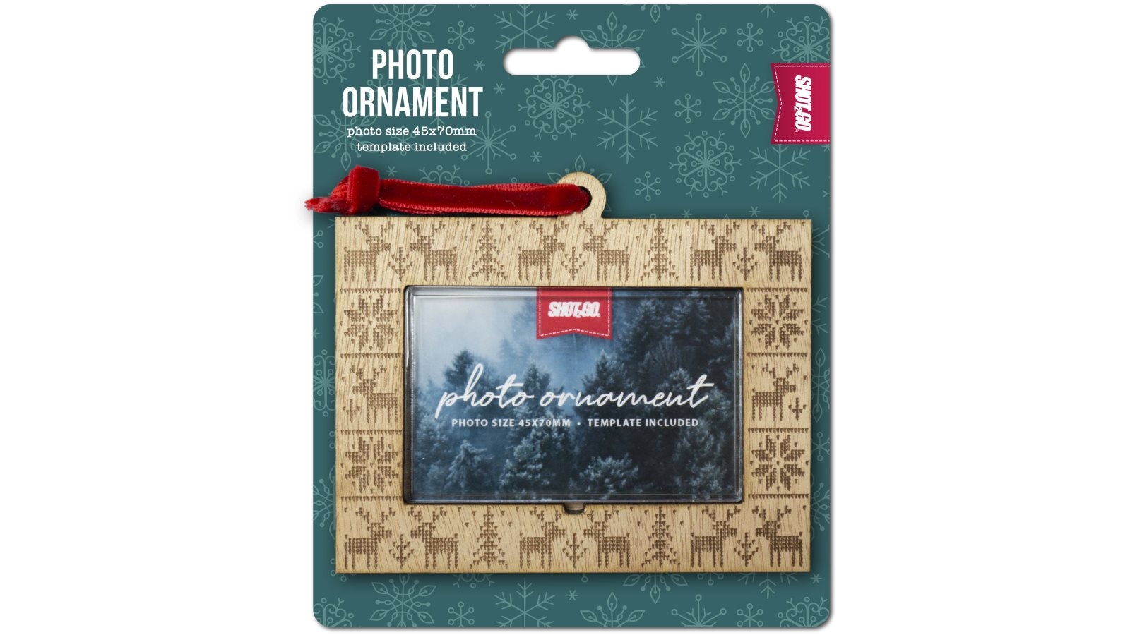 Shot2Go Reindeer Timber Photo Ornament | Joyce Mayne