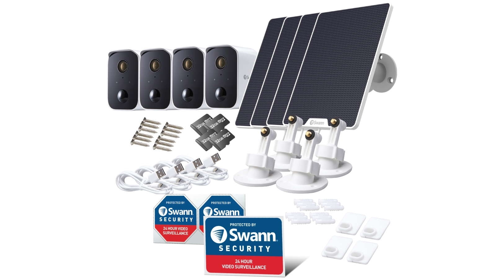 Swann CoreCam 4 Pack Wireless Security Camera with 4 Slimline Solar ...