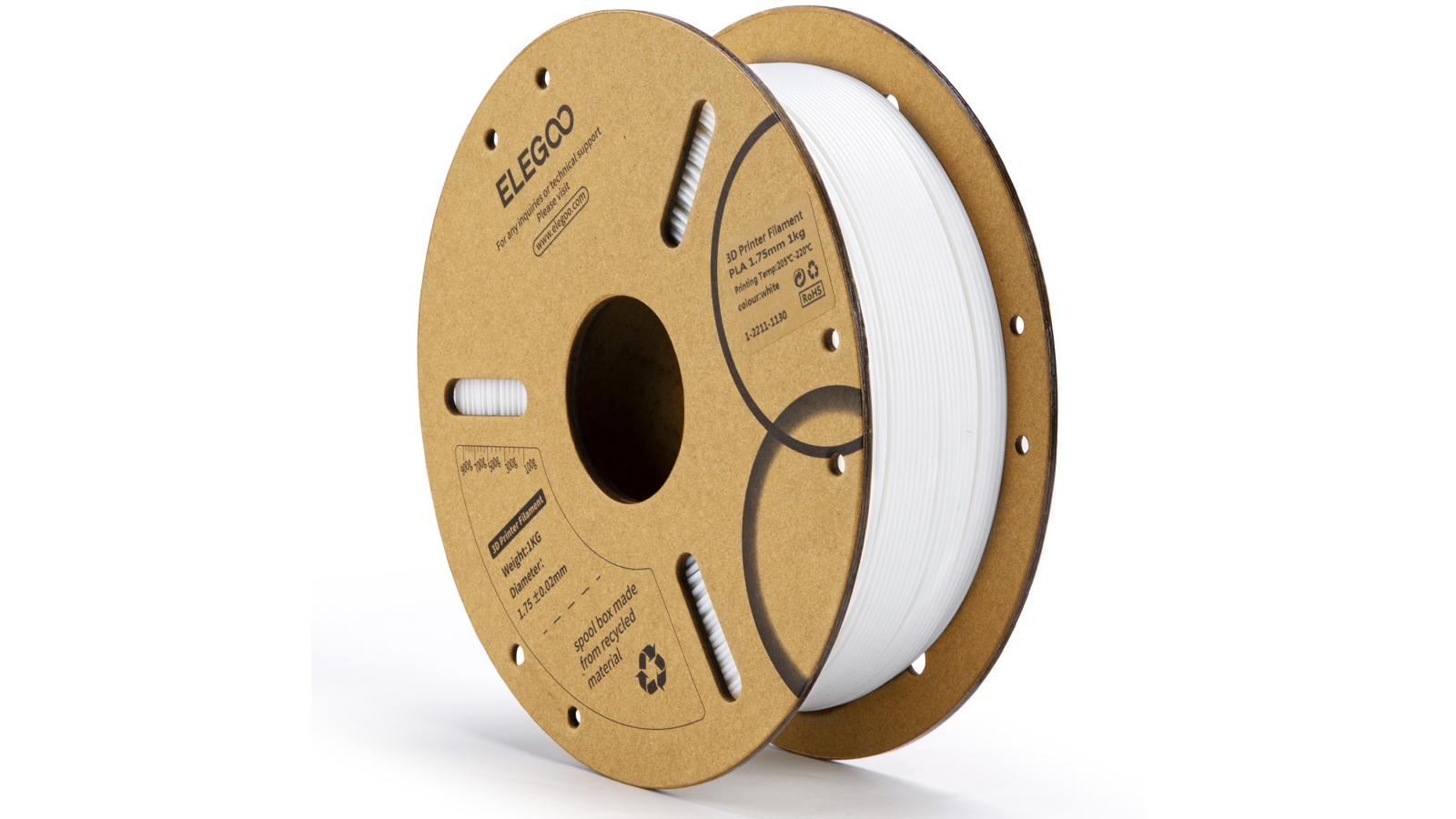 Elegoo PLA White 1.75mm 1kg 3D Printer Filament | Joyce Mayne