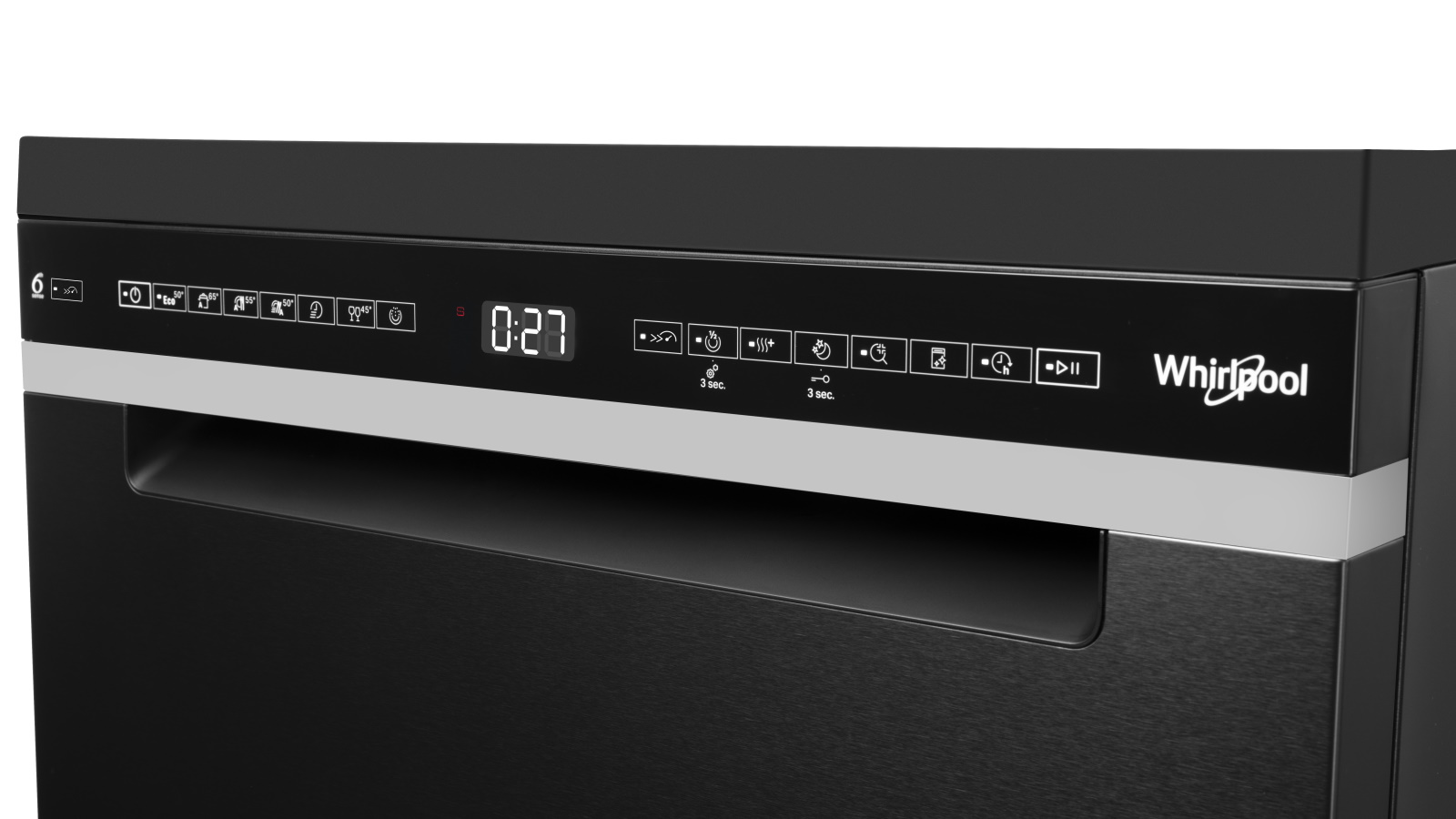 Whirlpool 60cm 14 Place Setting Freestanding Dishwasher - Black ...