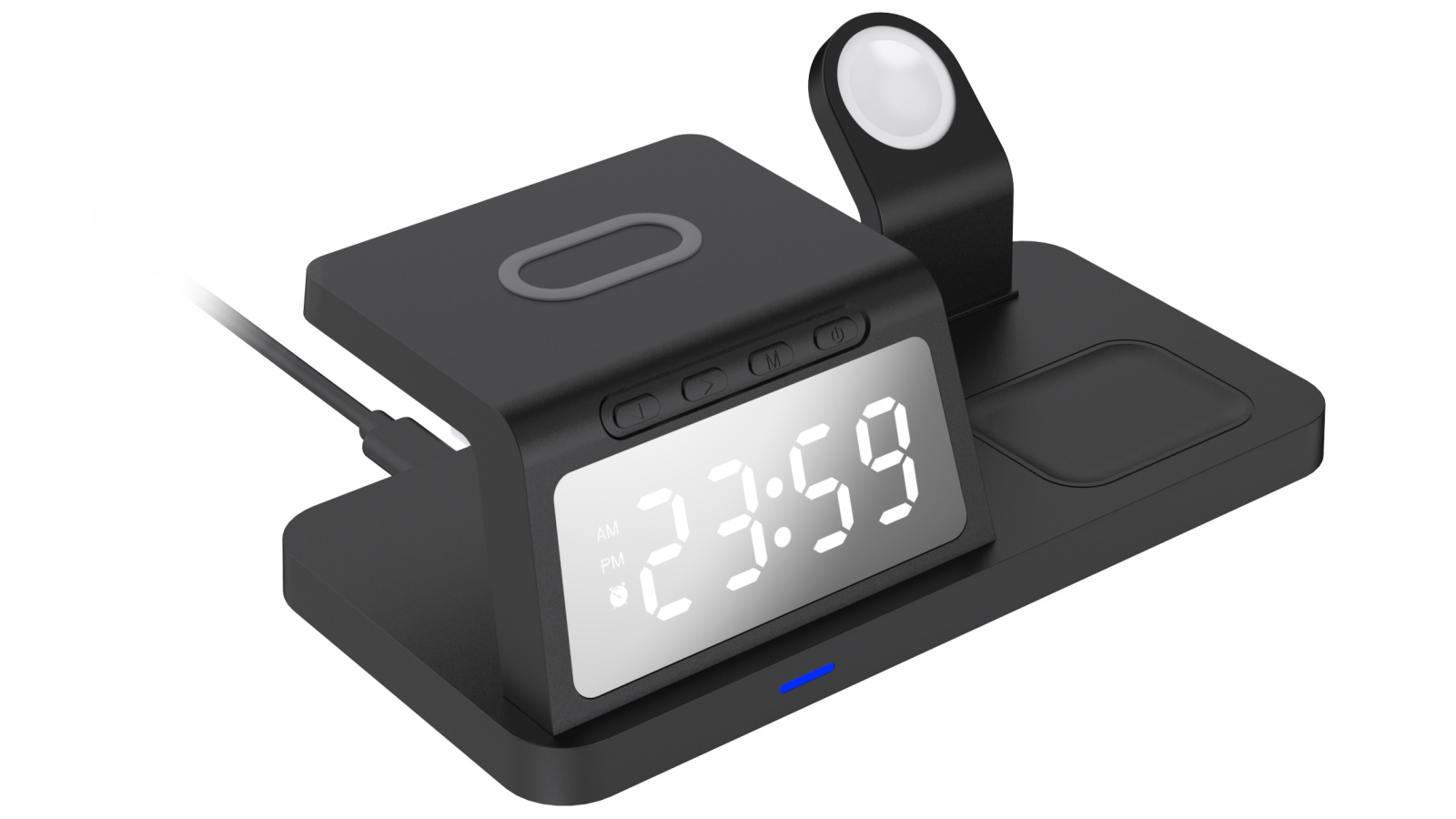 Laser 3-in-1 Wireless Charging Station with Alarm Clock - Black | Joyce ...