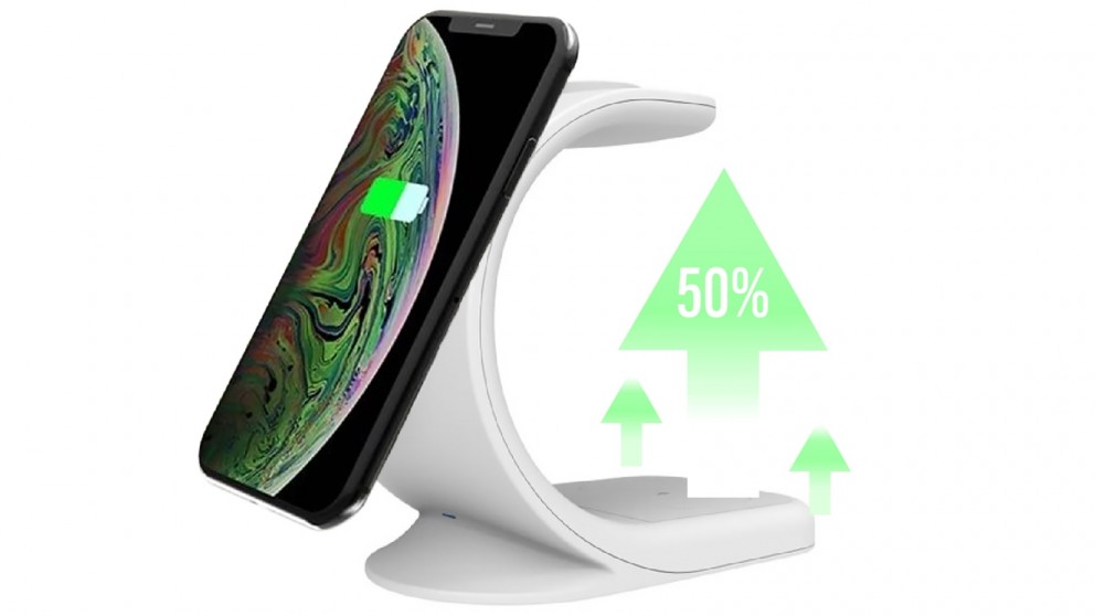 Laser ChargeCore 3-in-1 Wireless Charging Station - White | Joyce Mayne