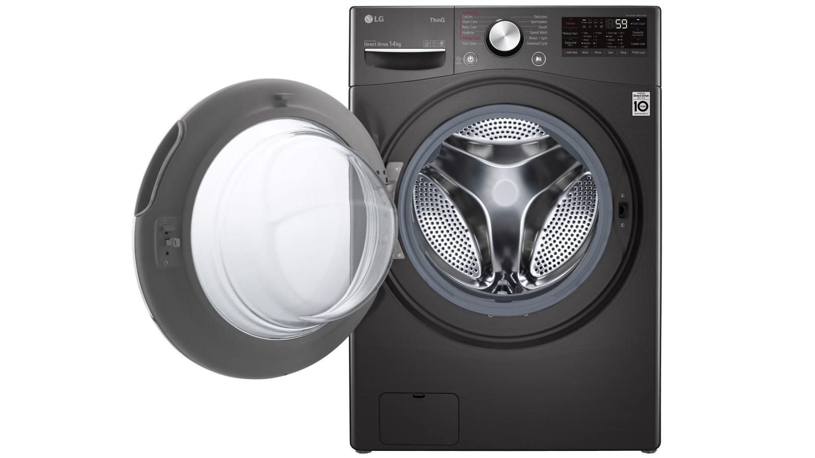 LG Series XL 14kg Front Load Washing Machine - Black Steel | Joyce Mayne
