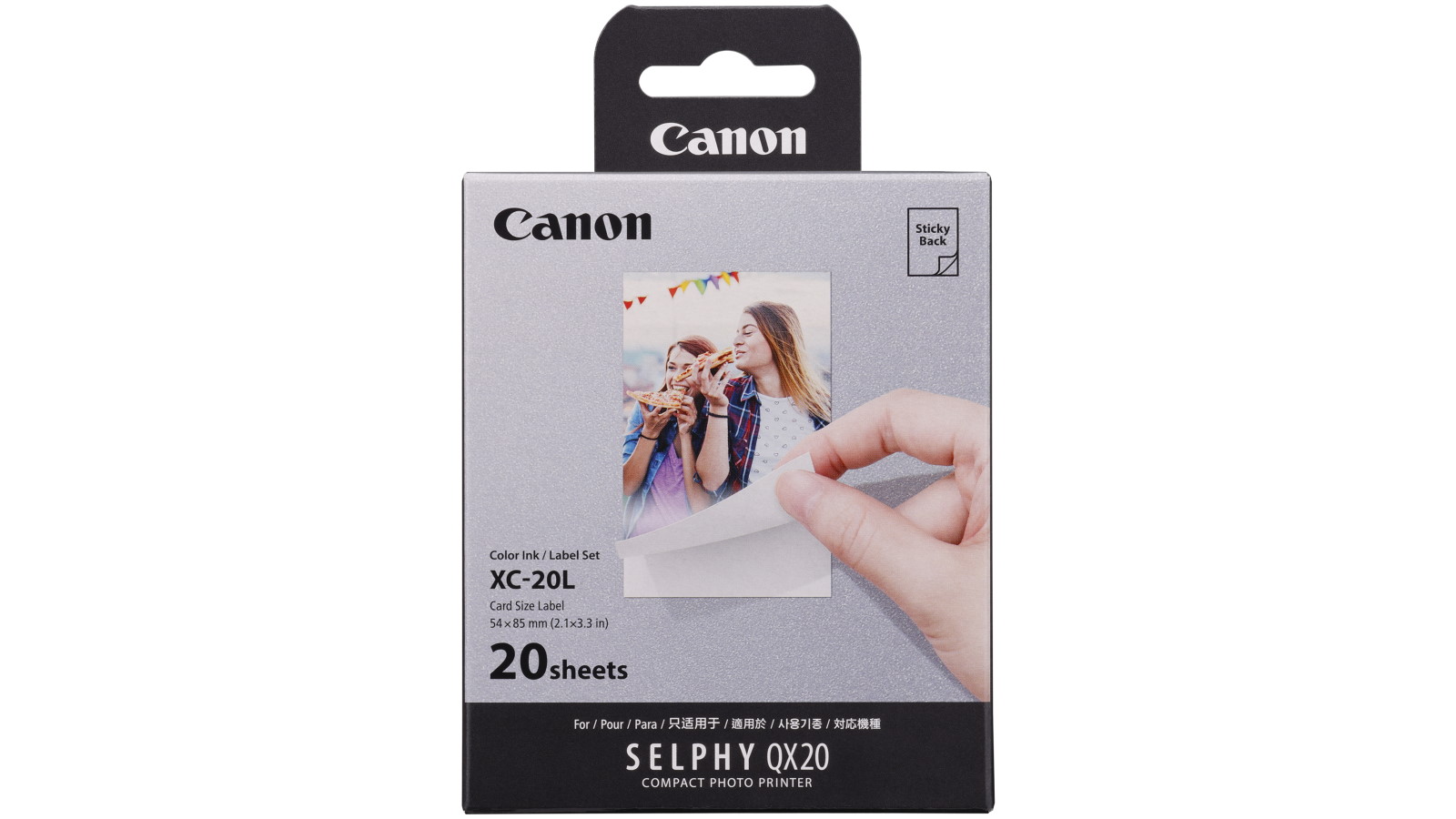 Canon XC-20L 20-Sheets Sticky Back Card Size Label for Selphy QX20 ...
