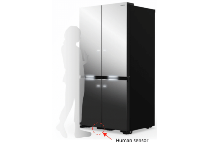 Hitachi white glass fridge store